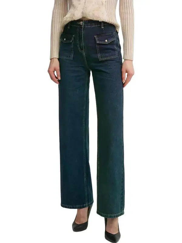 MORGAN Wide-leg Patch-pocket Jeans - Blue
