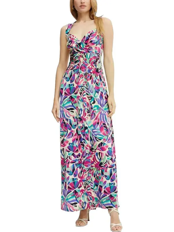 MORGAN Tropical-print Ring-detail Maxi Dress - Neutrals
