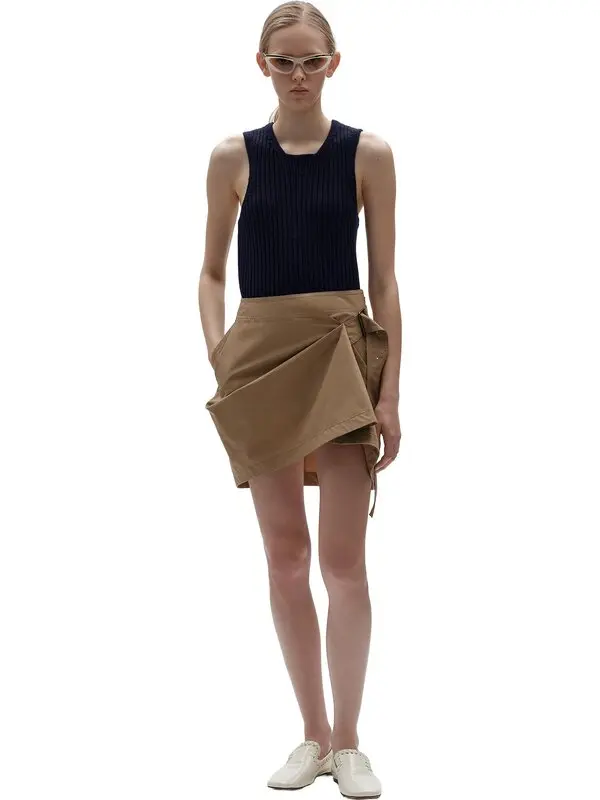 Bottega Veneta Compact Cotton Poplin Skirt - Hemp