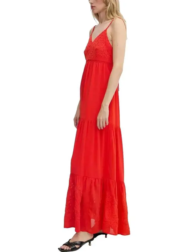 MORGAN Floral-embroidery Maxi Dress - Orange
