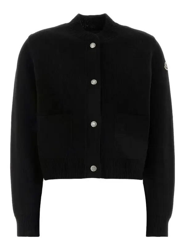 Moncler Padded-panel Logo-patch Cardigan - Black