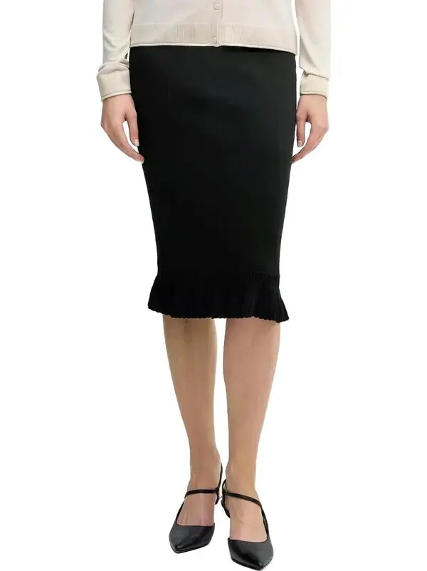 Sisley Ruffled-hem Midi Skirt - Black
