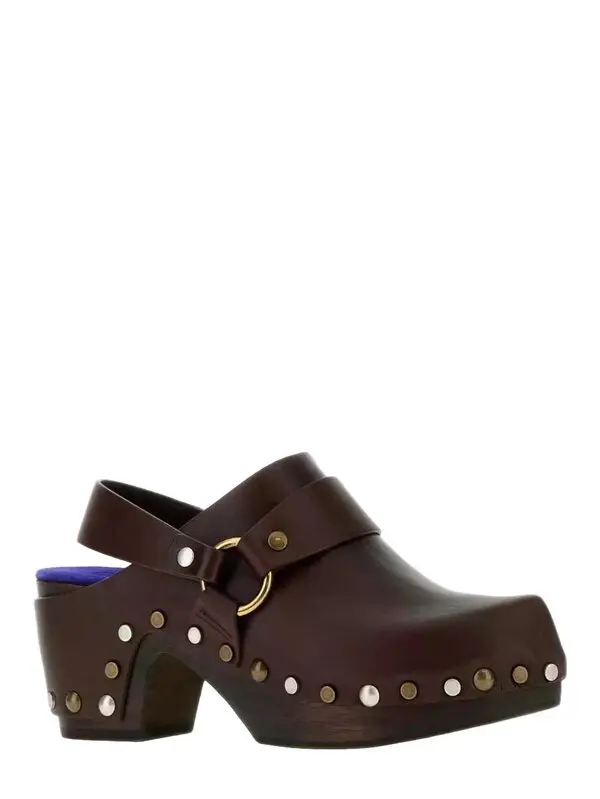 Chloé Talis Studded Leather Clogs - Brown