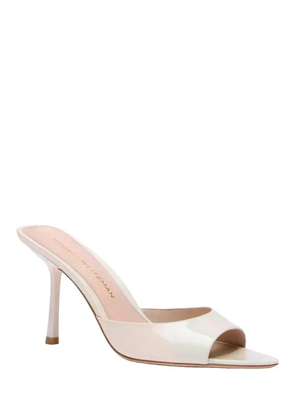 STUART WEITZMAN Lexington Patent Leather Sandals - White