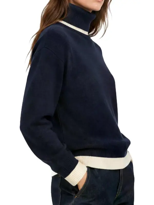 Seventy 19 70 Roll-neck Contrast-trim Sweater - Blue
