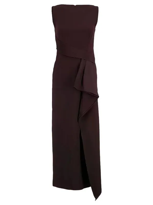 Roland Mouret Draped Sleeveless Midi Dress - Brown