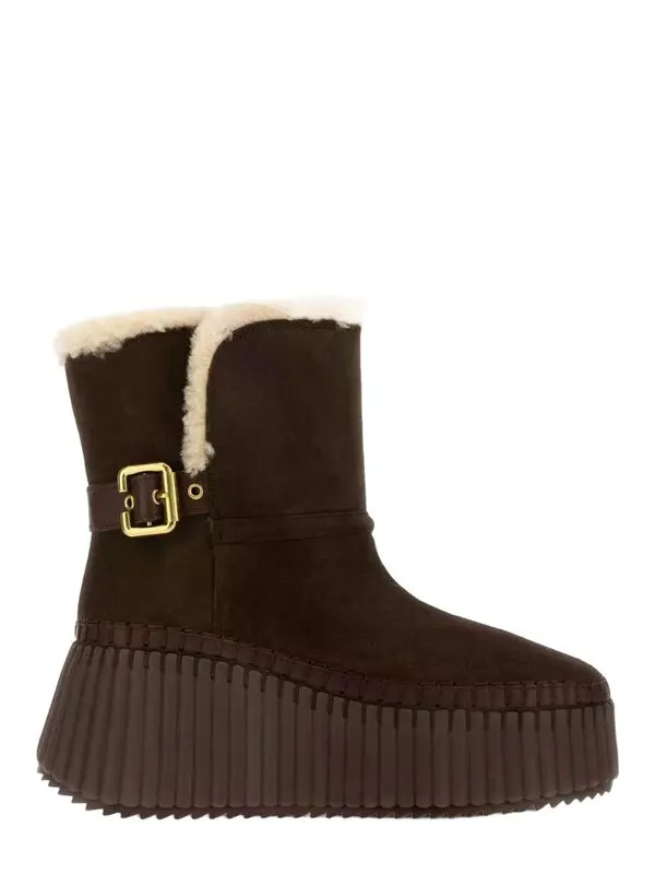 Chloé Nama Shearling-trim Ankle Boots - Brown