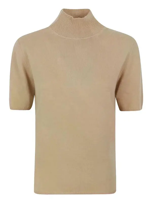 ALLUDE Short-sleeve High-neck T-shirt - Neutrals