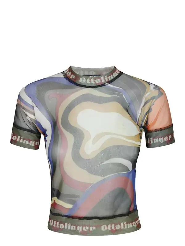 Ottolinger Psychedelic-print Mesh T-shirt - Neutrals