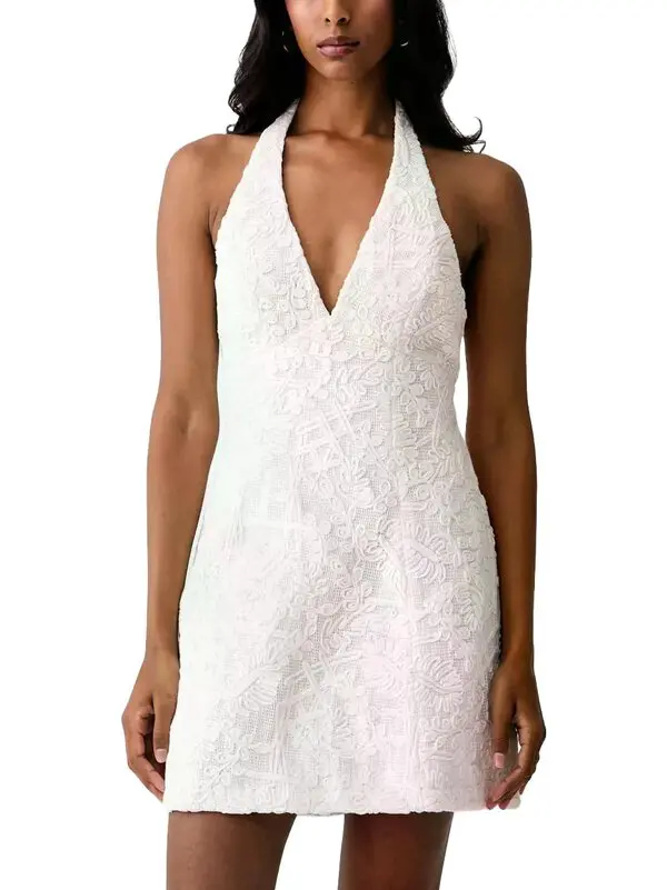 Bardot Guipure-lace Halterneck Dress - White