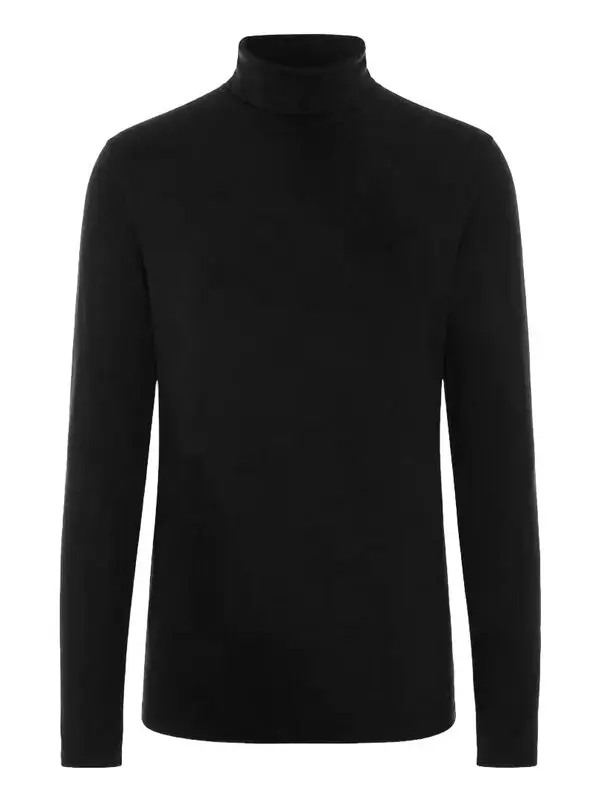 THOM KROM Roll-neck Contrast-stitch T-shirt - Black