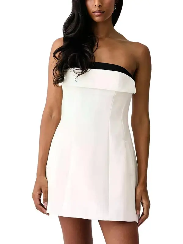 Bardot Strapless Fold-over Dress - White