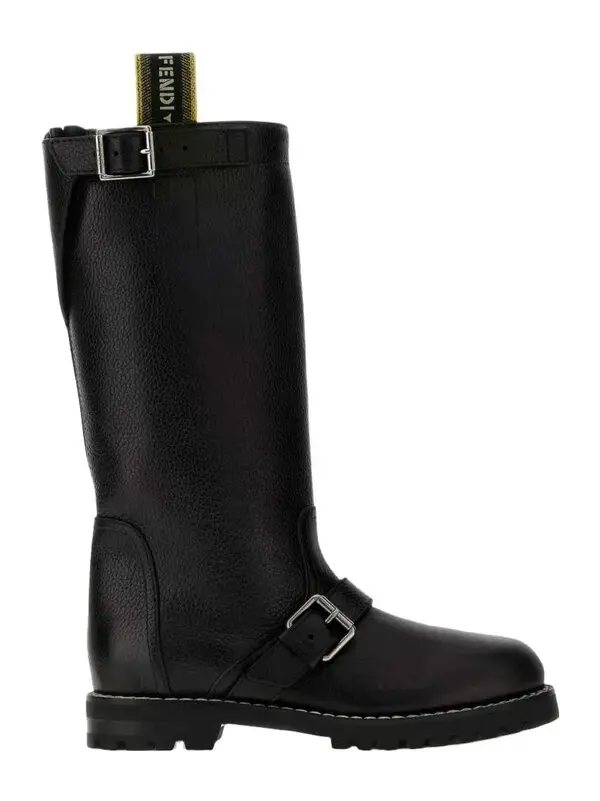 Fendi Commando Buckle-detail Leather Biker Boots - Black