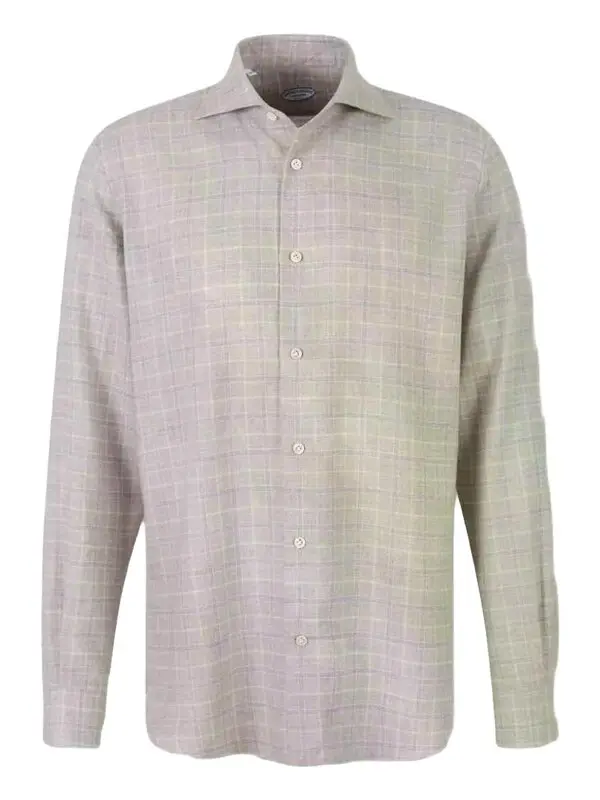 VINCENZO DI RUGGIERO Check-pattern Long-sleeve Shirt - Grey