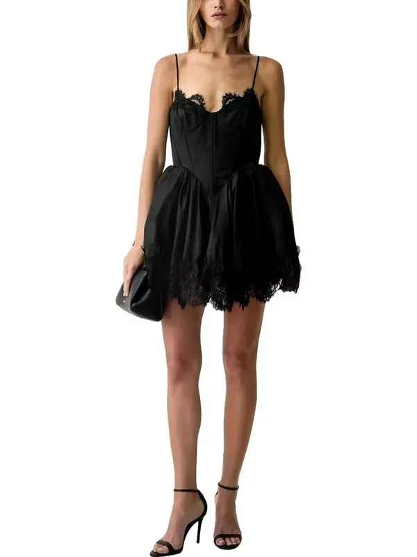 Bardot Ashta Lace-trim Corset Dress - Black