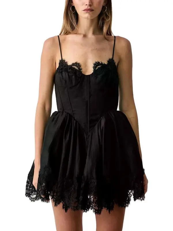 Bardot Ashta Lace-trim Corset Dress - Black