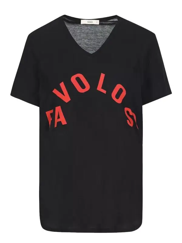 Fendi X Mirella Bentivoglio Archive Favoloso Slogan-print T-shirt - Black