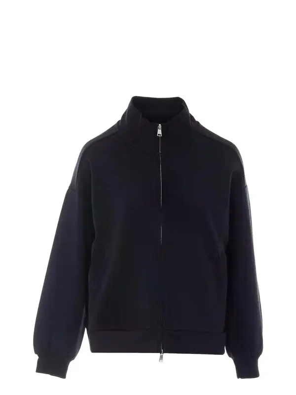 OWN Zip-up Embroidered Sweater - Black