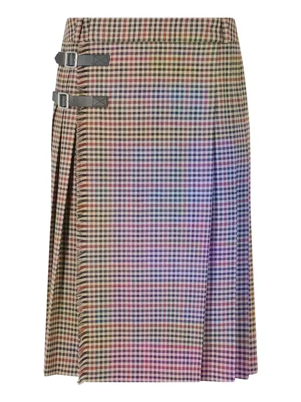 HERSKIND Albert Check-pattern Midi Pleated Skirt - Brown