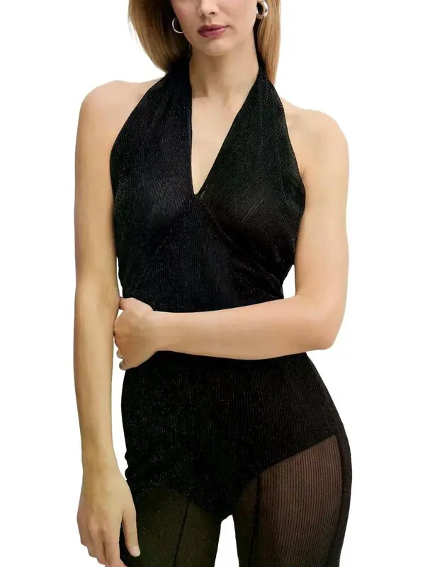 HAVEONE Shimmering Halterneck Maxi Dress - Black