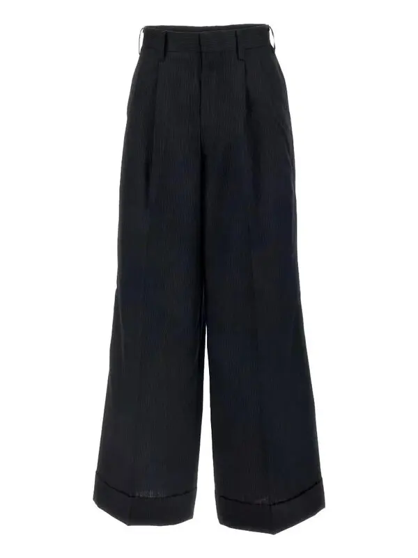 Junya Watanabe Pinstripe-pattern Pleated Trousers - Black