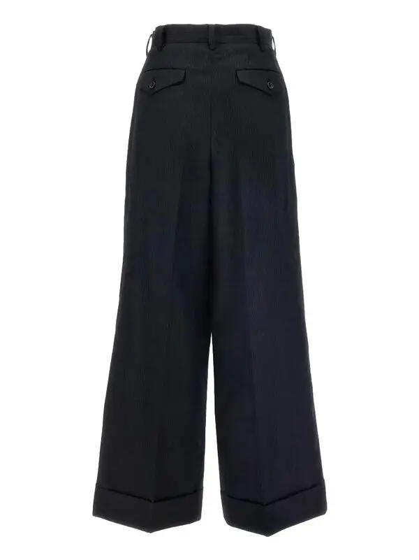 Junya Watanabe Pinstripe-pattern Pleated Trousers - Black