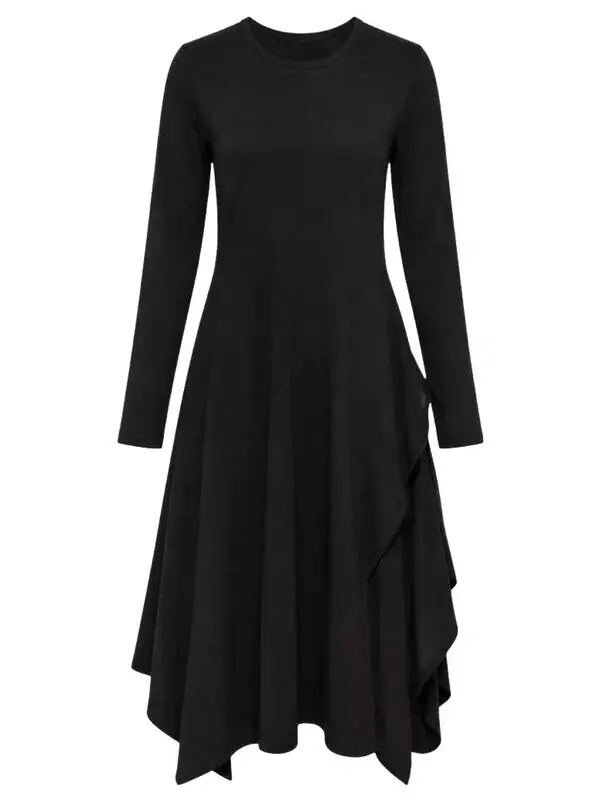 Yohji Yamamoto Asymmetric Draped Midi Dress - Black