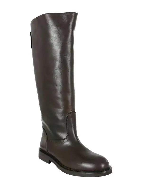POEVE Asiago Leather Knee-high Boots - Brown