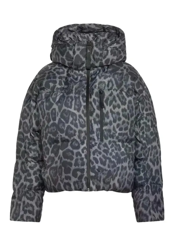 Adidas By Stella McCartney Leopard-print Hooded Puffer Jacket - Grey