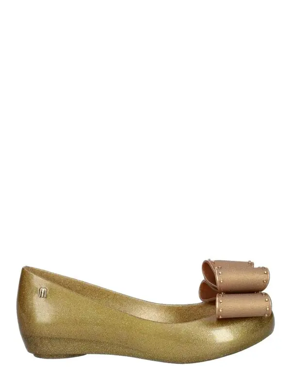 Melissa Glitter-detail Bow-embellished Ballet Flats - Gold