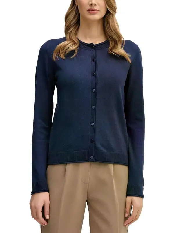 Sisley Crew-neck Button-up Cardigan - Blue