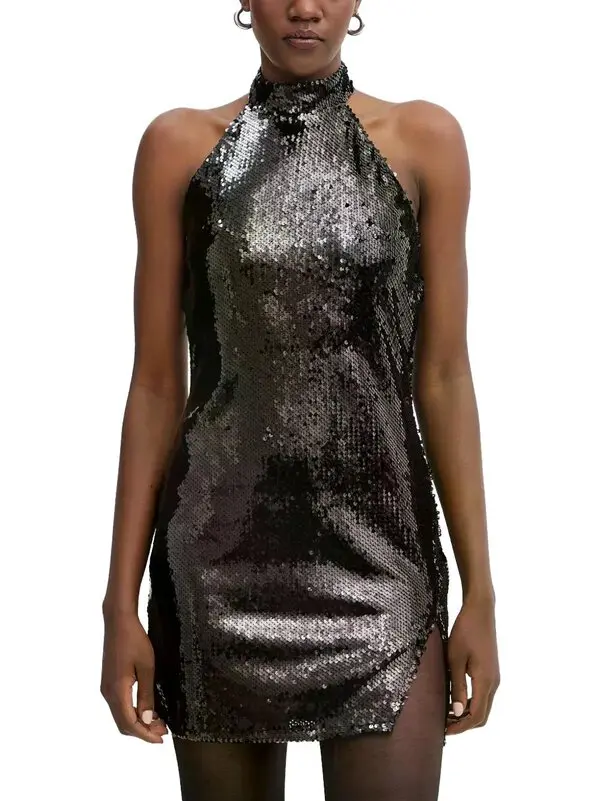HAVEONE Sequin-embellished Halterneck Mini Dress - Black