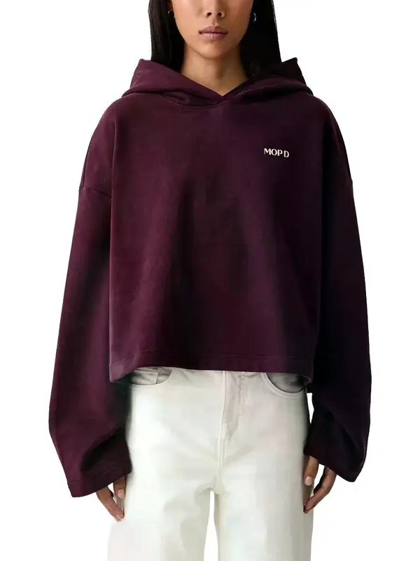Marc O'polo Graphic-print Cropped Hoodie - Purple