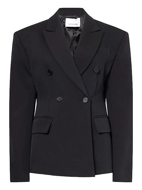 THE FRANKIE SHOP Doyer Double-breasted Cinched Woven Blazer - Black