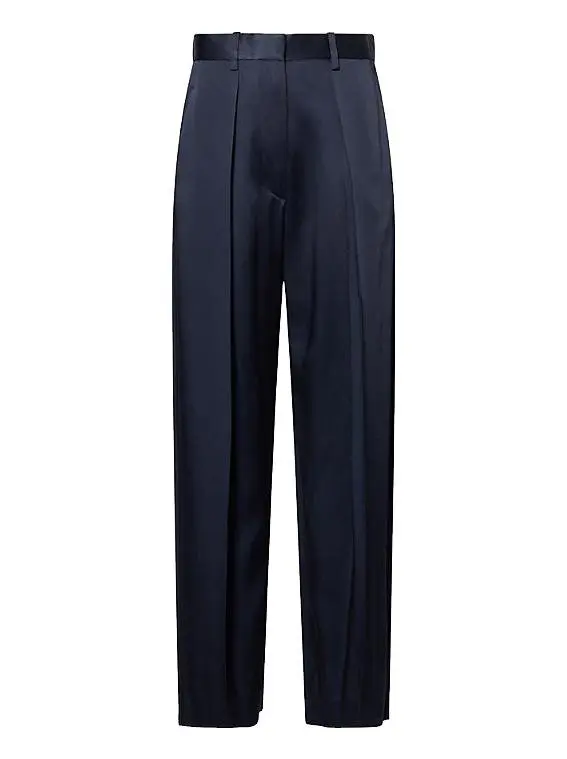 Victoria Beckham Cecilia Crepe-back Satin Trousers - Midnight