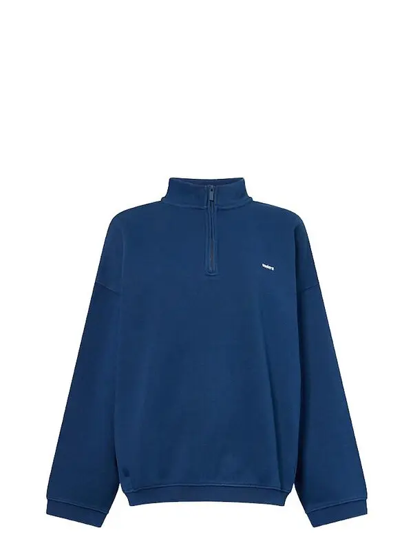 SISTERS & SEEKERS Carolyn Quarter-zip Cotton-blend Jumper - Navy
