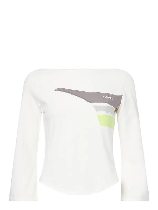 SISTERS & SEEKERS Seekola Boat-neck Stretch-cotton Top - White