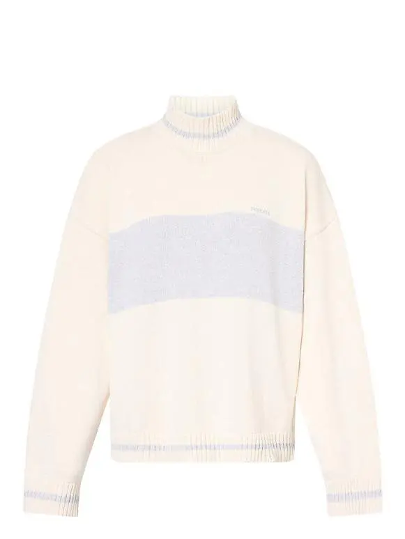 SISTERS & SEEKERS Bebe Roll-neck Cotton-blend Jumper - White/grey