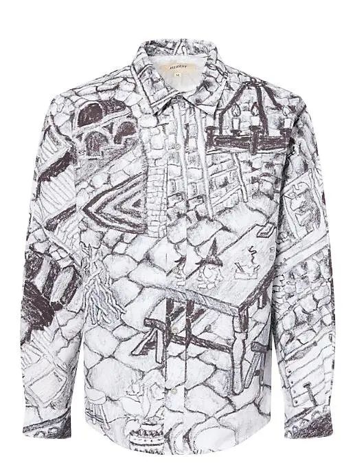 HERESY Library Patterned Cotton Shirt - White