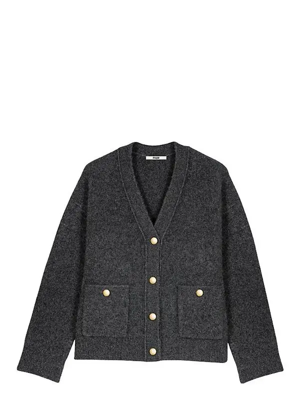 Maje Button-embellished Relaxed-fit Yak Wool-blend Cardigan - Grey