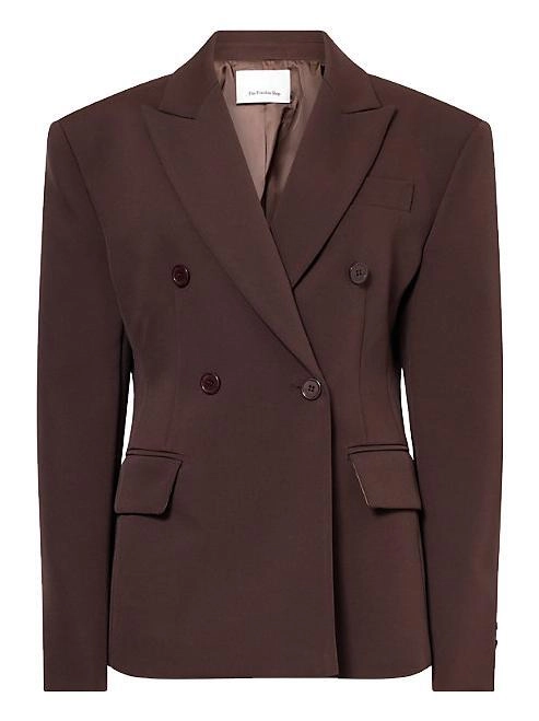 THE FRANKIE SHOP Doyer Double-breasted Cinched Woven Blazer - Brown