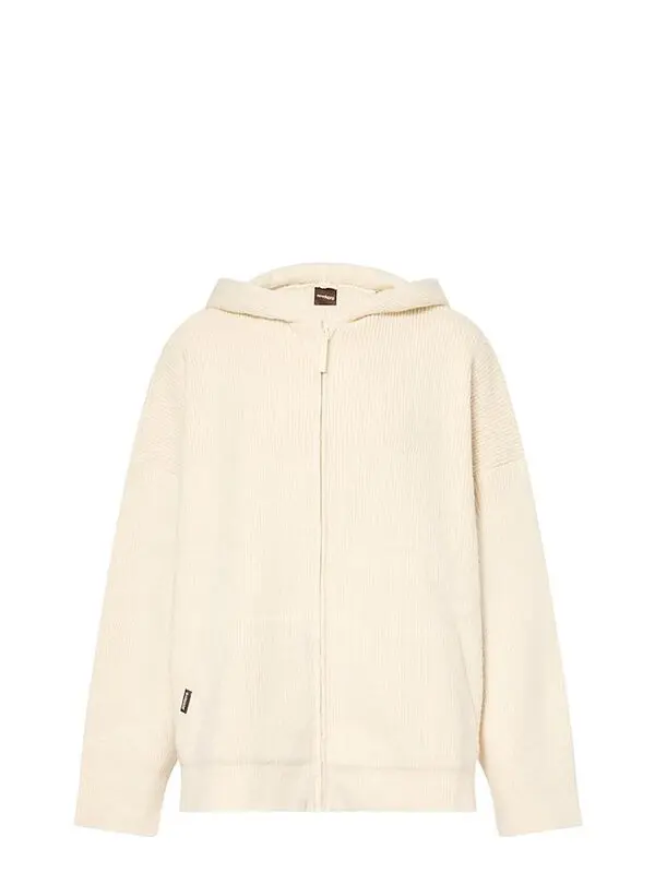 SISTERS & SEEKERS Freckle Zip-up Knit Woven Hoody - Cream