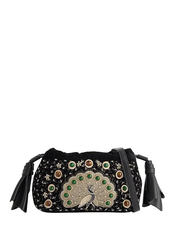 Zimmermann Cloud 91 Peacock Small Velvet Clutch - Black