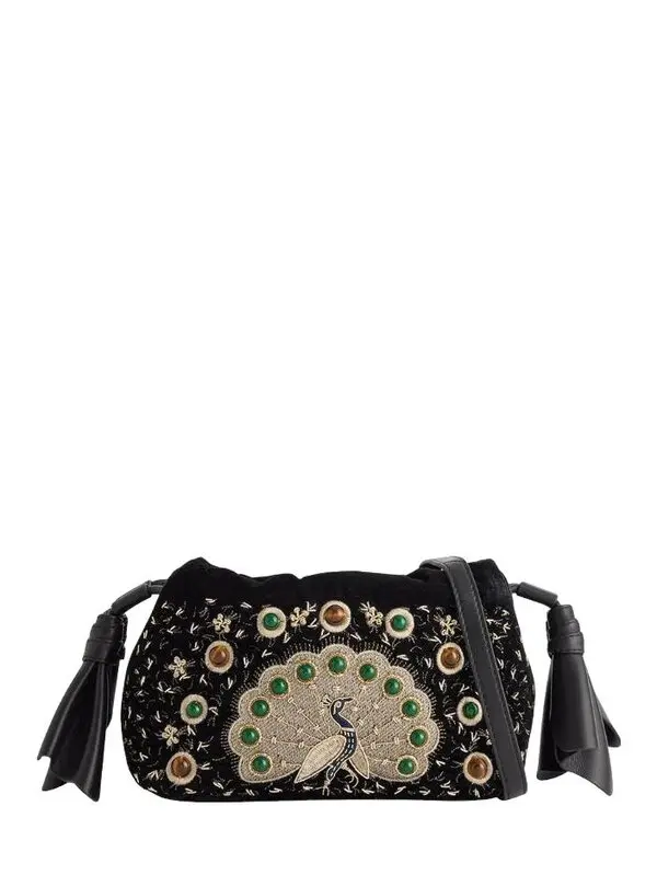 Zimmermann Cloud 91 Peacock Small Velvet Clutch - Black