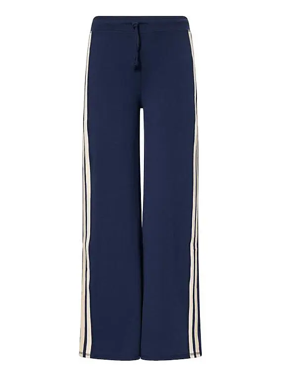 SISTERS & SEEKERS Seekola Side Stripe Cotton-stretch Trousers - Navy