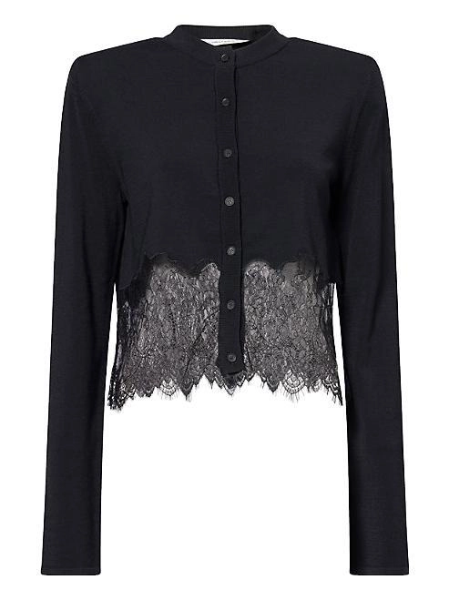 Camilla And Marc Cayana Lace-trim Woven Cardigan - Black