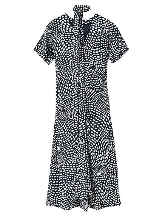 Whistles Polka-dot Crepe Midi Dress - Black