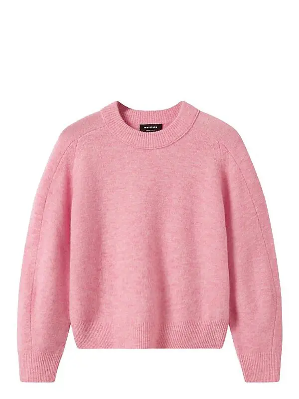 Whistles Ribbed-trim Wool-blend Jumper - Pink