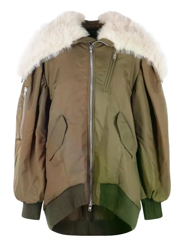 Simone Rocha Faux-fur Trim Bomber Jacket - Brown