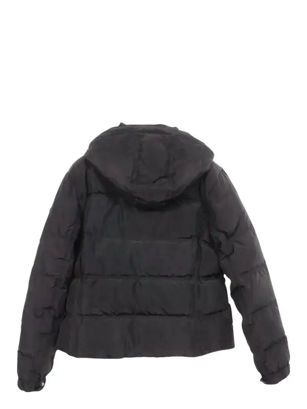 Prada 2010s Enamel Triangle Logo Puffer Jacket - Black